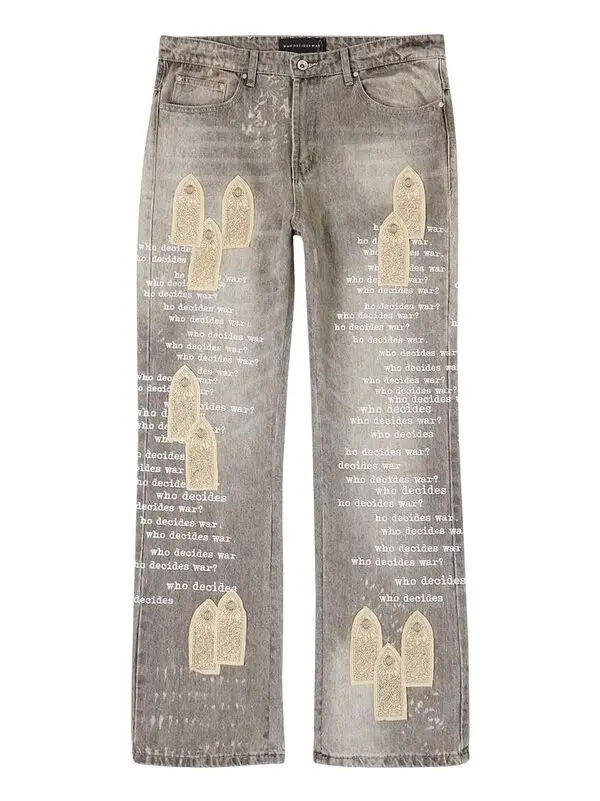 WHO DECIDES WAR BY EV BRAVADO Scripture Jeans - Grey