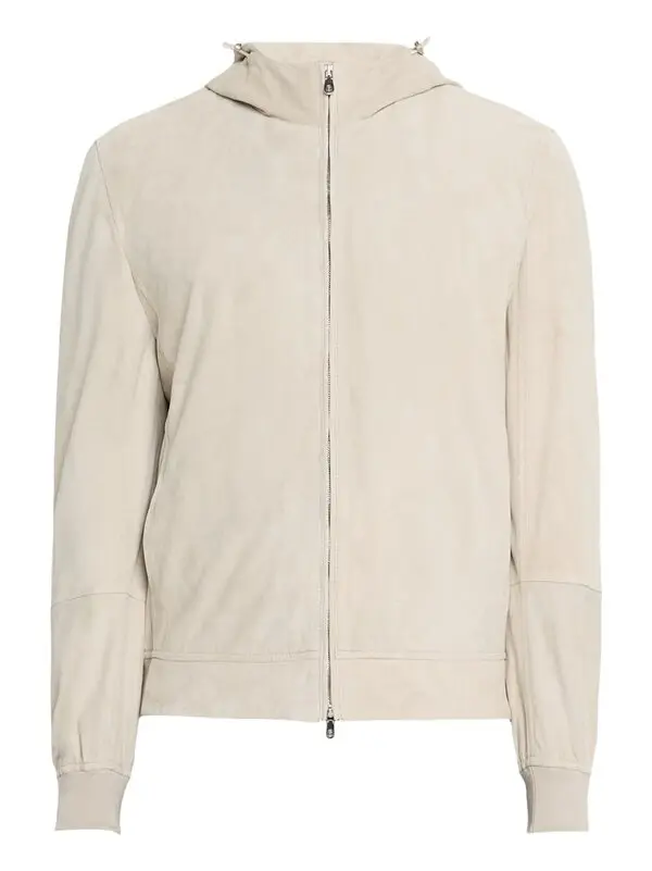 Brunello Cucinelli Suede Full-zip Hooded Jacket - English White
