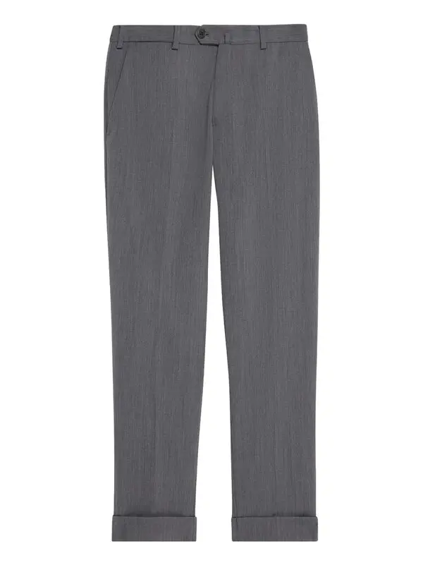 Emporio Armani Wool Tonal Stripe Trousers - Charcoal