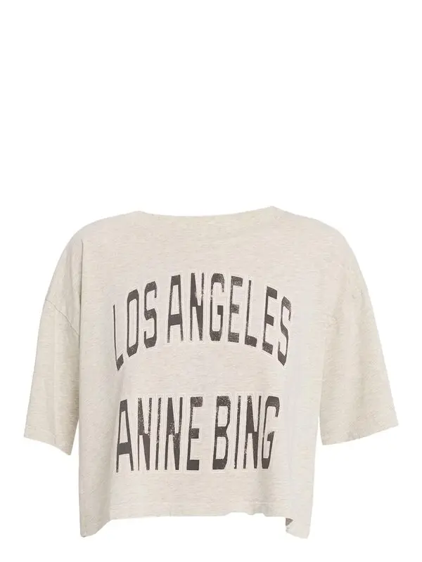 ANINE BING Johnny Logo-print Cropped T-shirt - Gray
