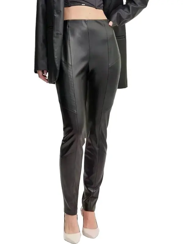Hugo Panelled Leather Trousers - Black