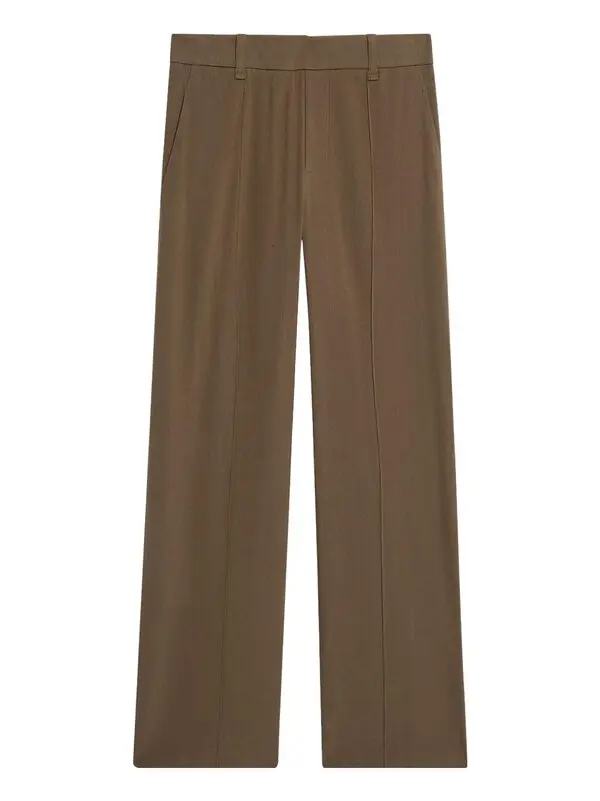 Vince High-rise Wide Leg Linen-blend Pants - Moss Smoke