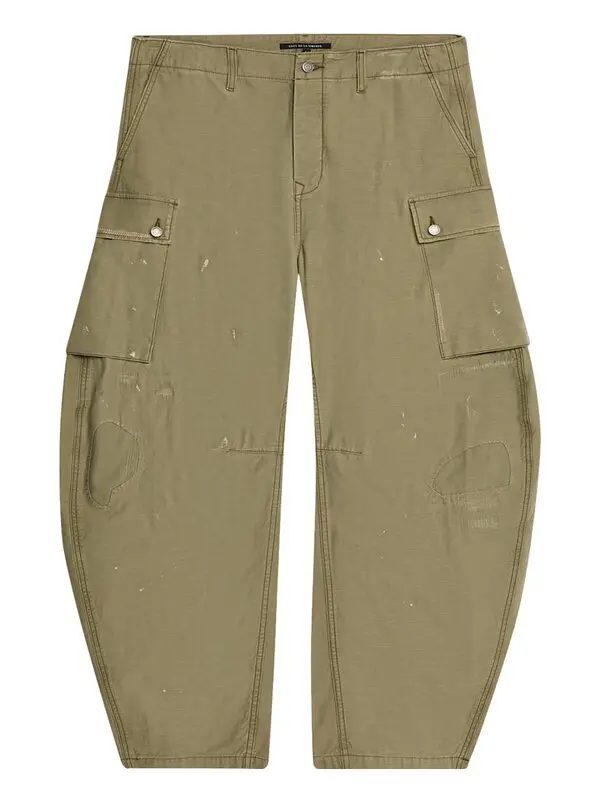 Cout De La Liberte Twill Barrel Leg Cargo Pants - Green