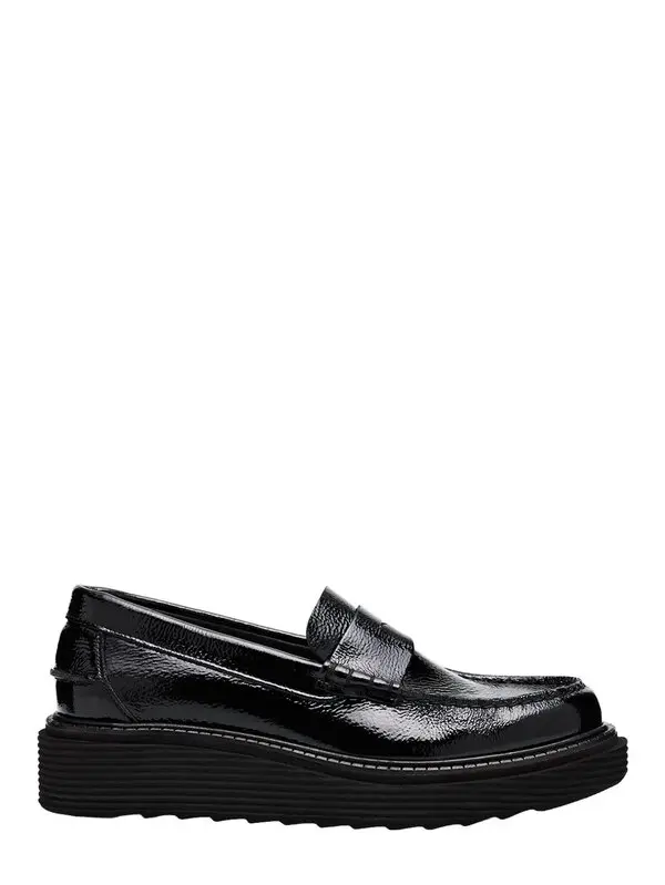 PEDRO GARCIA Sloan Patent Leather Wedge Loafers - Black