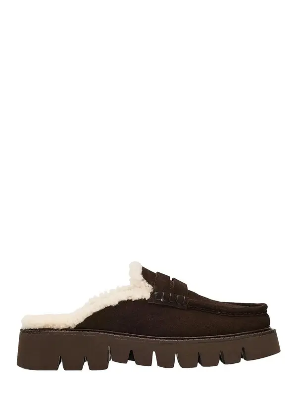 PEDRO GARCIA Savy Shearling-lined Loafer Mules - Choc