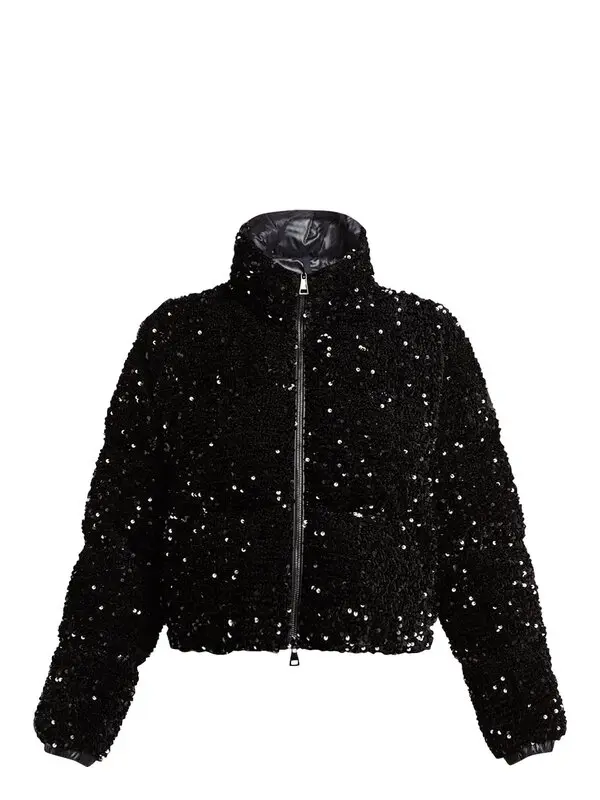 Moncler Louvi Sequined Short Down Jacket - Black