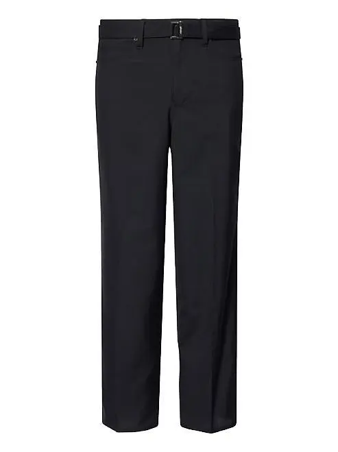 Sacai Straight-leg Belted Suiting Trousers - Black