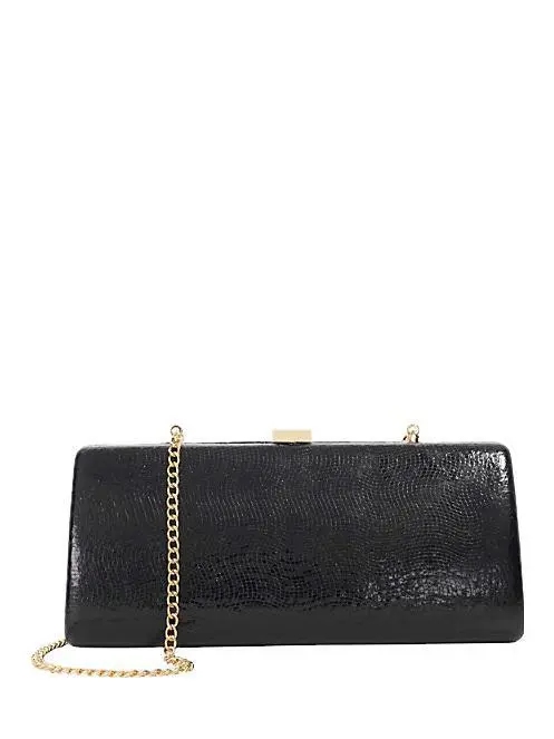 DUNE Metallic Faux-leather Clutch Bag - Black Synthetic
