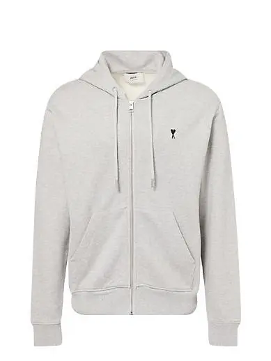 Ami De Coeur Logo Cotton-jersey Hoody - Gris Cendre Chine