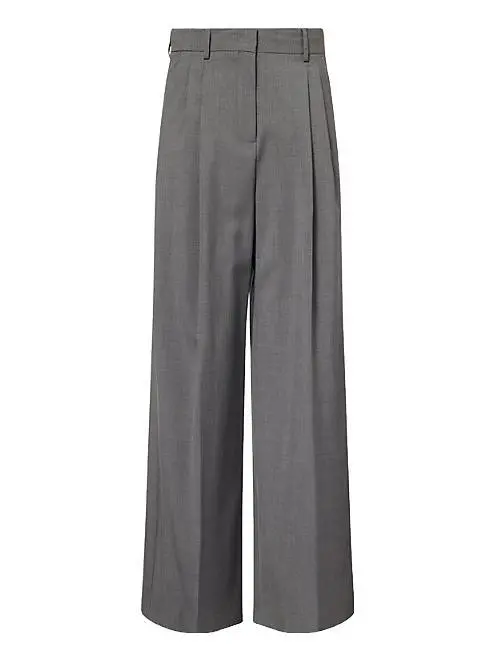 Max Mara Wide-leg Wool Trousers - Medium Grey