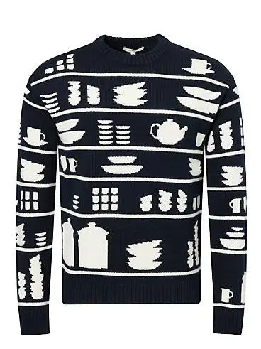 JW Anderson Crockery-pattern Knitted Wool Jumper - Black/white