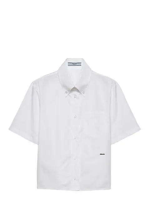 Prada Logo-embroidered Cotton Poplin Shirt - White