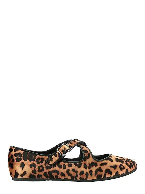 Kurt Geiger Natalia Leopard Print Velvet Flats - Tan Comb