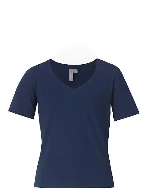 Sweaty Betty Essential V-neck Cotton-blend T-shirt - Navy Blue