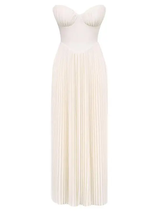 House Of Cb Marcella Pleated Georgette Maxi Dress - Ivory
