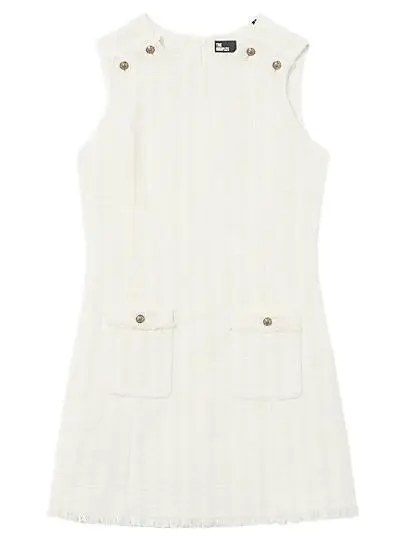 The Kooples Sleeveless Tweed Mini Dress - Ecru