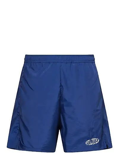 PALMES Oval Embroidered-logo Woven Tennis Shorts - Blue