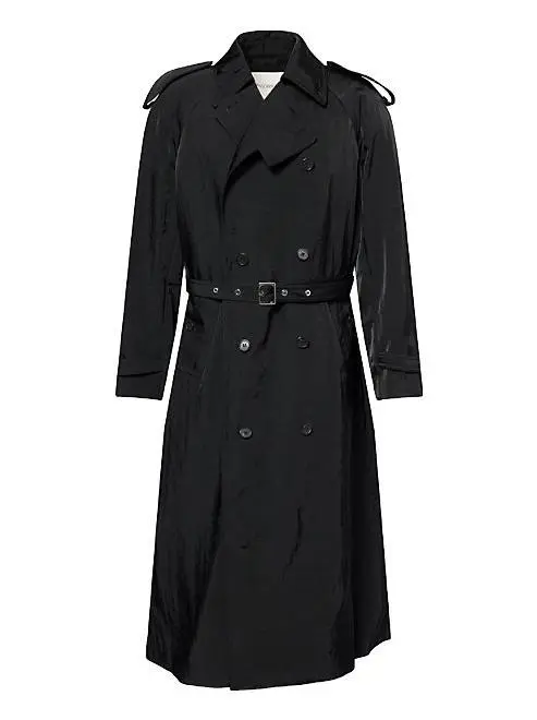 JW Anderson Double-breasted Belted Woven Trench Coat - Black