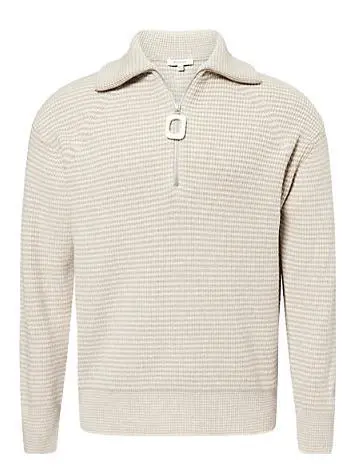 JW Anderson Striped Half-zip Knitted Jumper - Sand/stone