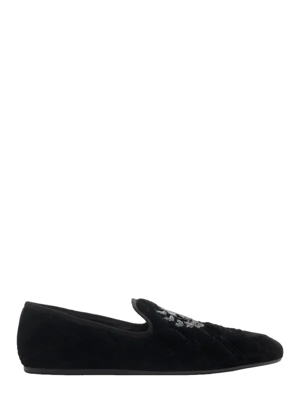 Burberry Quilted Velvet Estate Slippers - Black