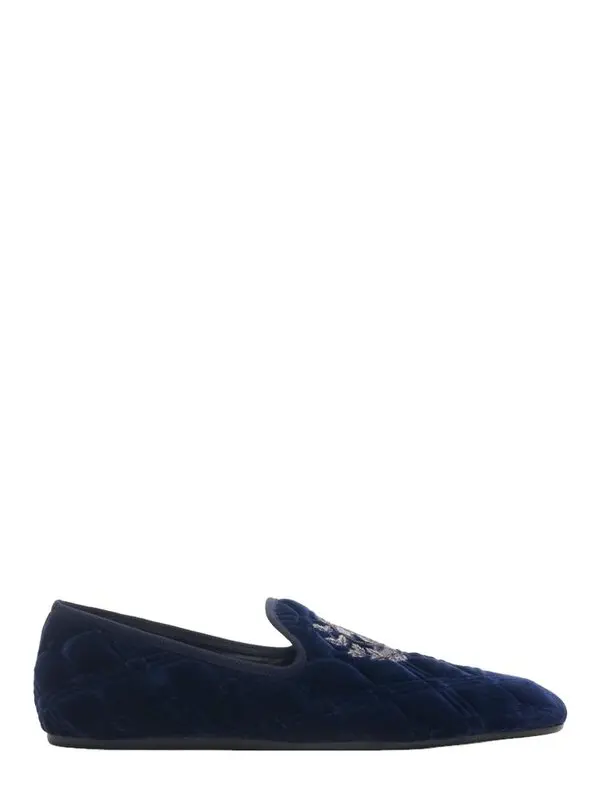 Burberry Quilted Velvet Estate Slippers - Silhouette Blue