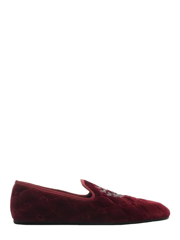 Burberry Quilted Velvet Estate Slippers - Wine Red