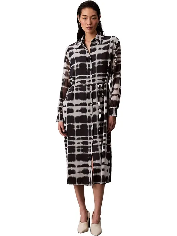 Calvin Klein Printed Midi Shirt Dress - Tofu