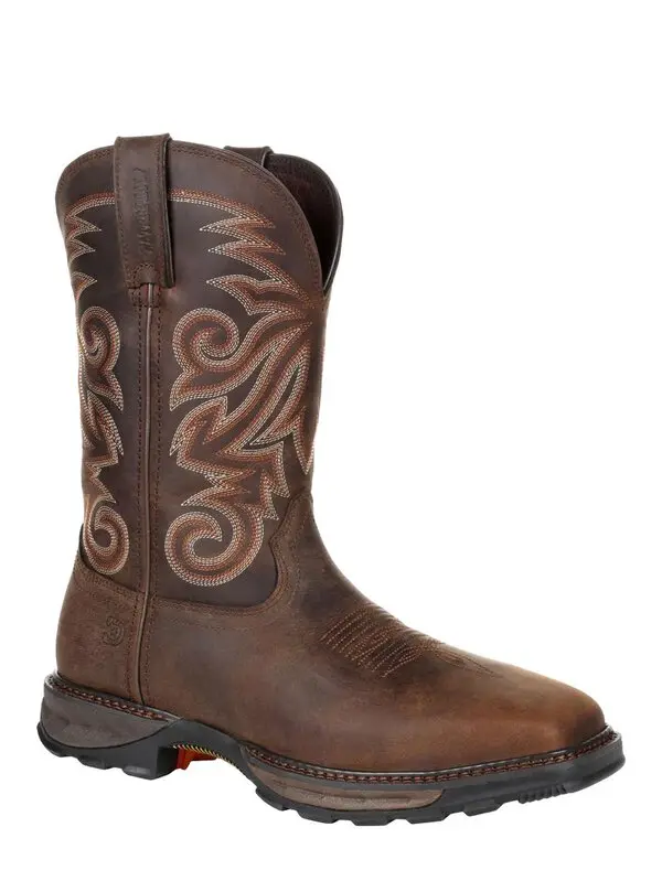 Durango Waterproof Steel Toe Western Work Boots - Burly Brown