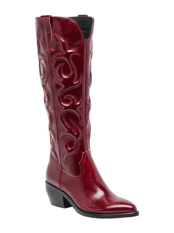 Dolce Vita Mirla Western Knee High Boots - Oxblood Leather