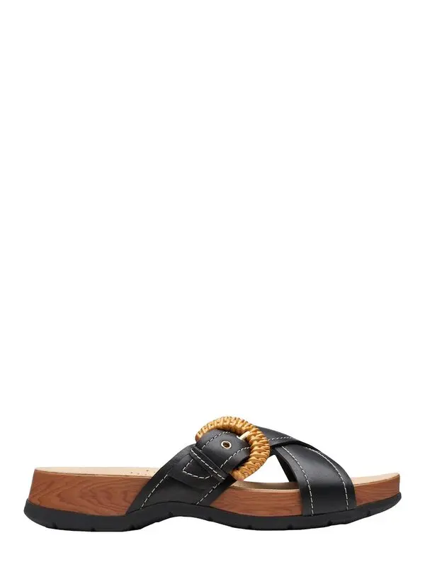 Clarks Reileigh Bay Leather Sandals - Black