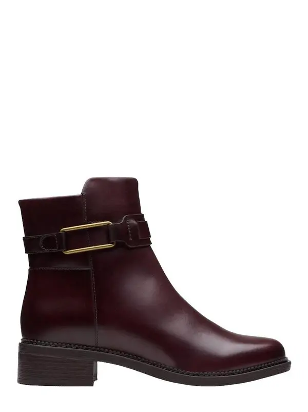 Clarks Maye Bella Leather Ankle Boots - Bordeaux