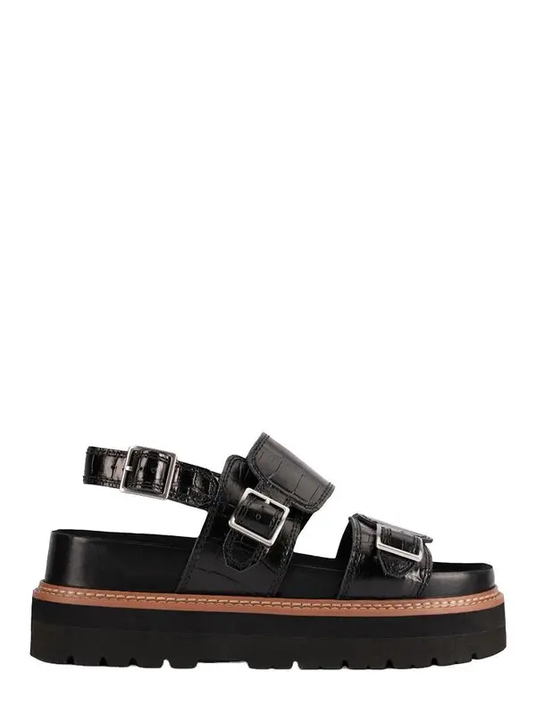 Clarks Orianna Glide Interest Leather Sandals - Black