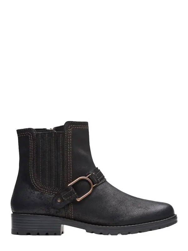 Clarks Aspra Buckle Suede - Black