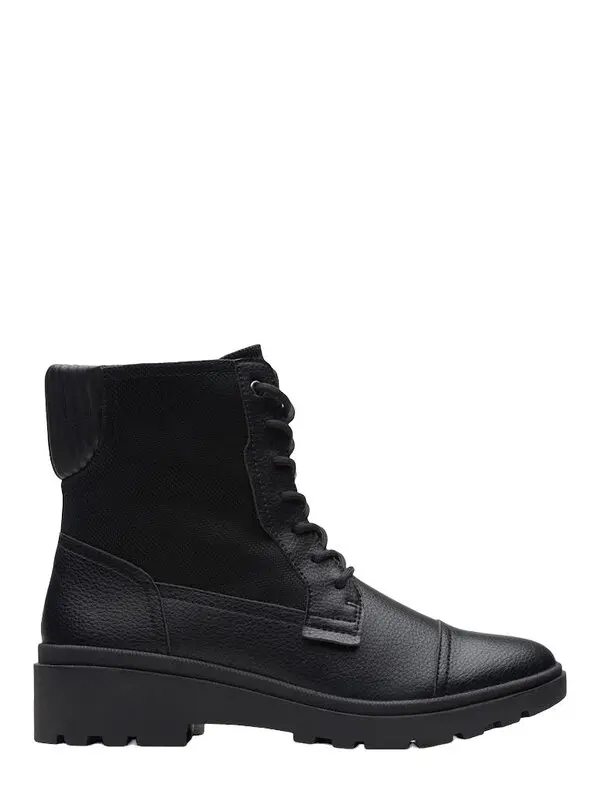 Clarks Calla Charm Leather Combat Boots - Black