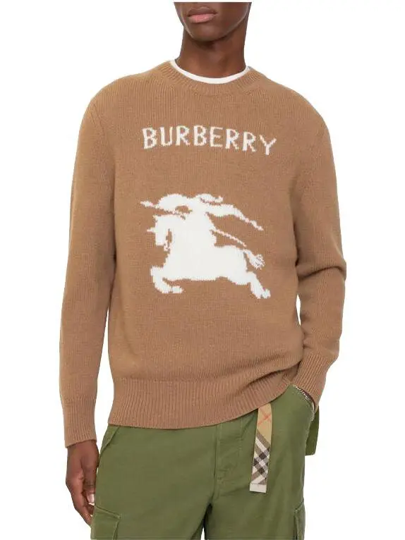 Burberry Equestrian Knight Wool Cashmere Sweater - Camel