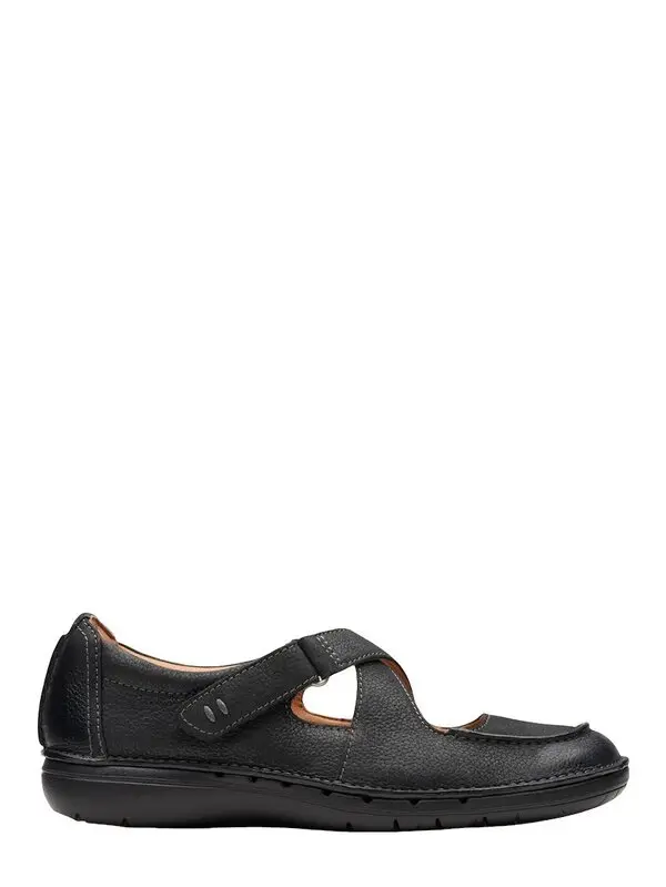 Clarks Un Loop Strap Leather Shoes - Black