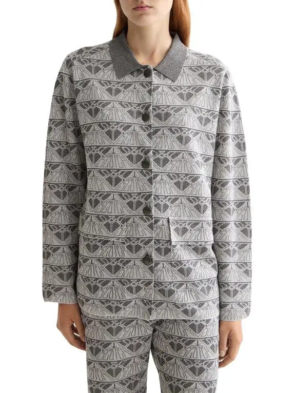Scotch & Soda Logo Jacquard Sweater Jacket - Silver/gunmetal