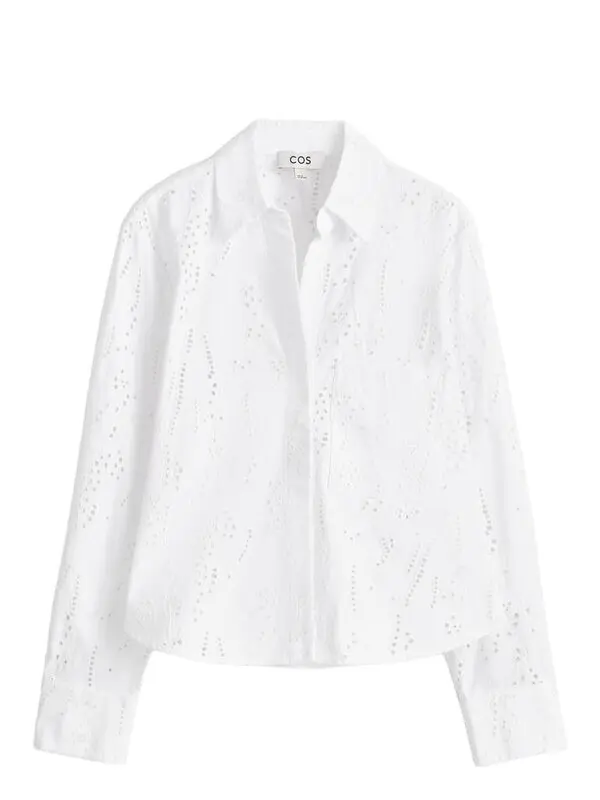 Cos Cropped Broderie Anglaise Shirt - White