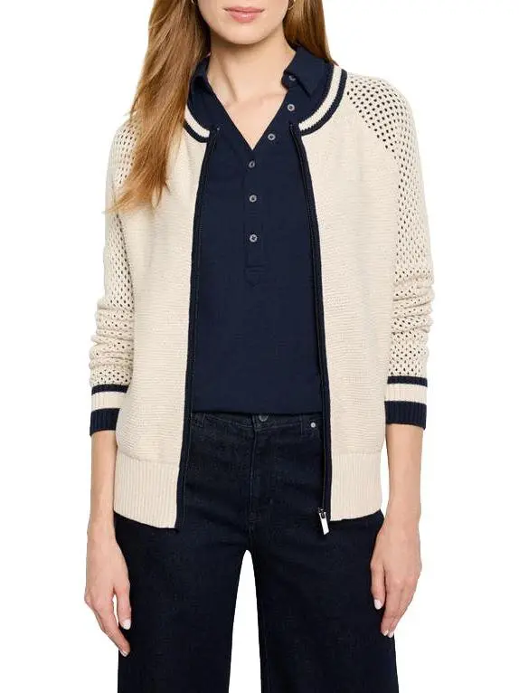 NIC+ZOE Open Stitch Zip-up Cardigan - Neutral Multi