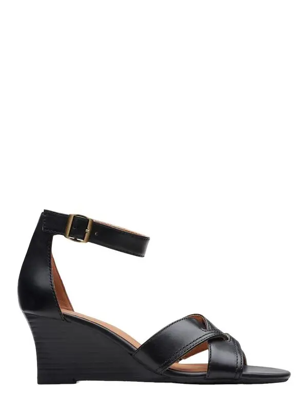 Clarks Cielo Charm Leather Sandals - Black