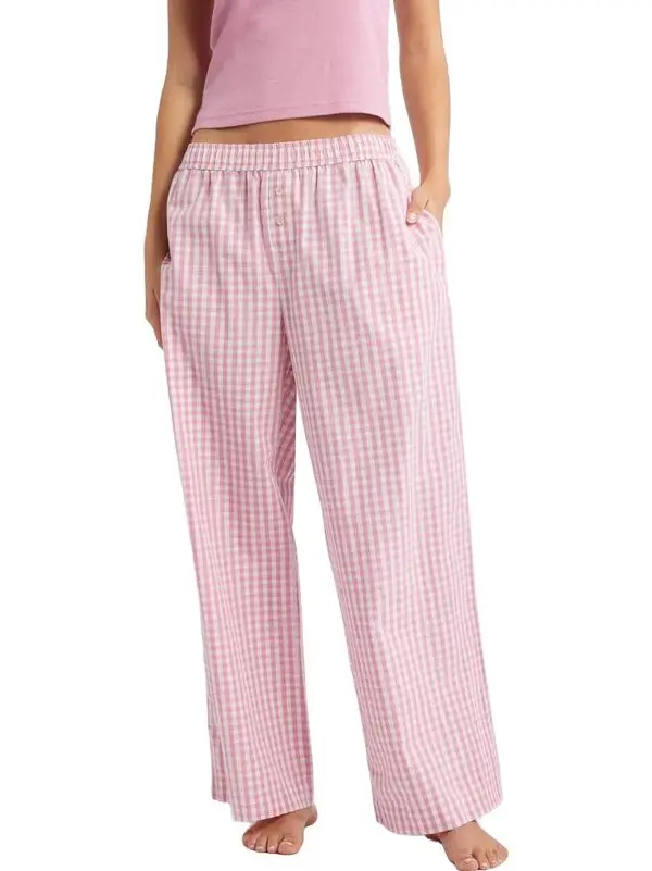 OPEN EDIT Cotton Boxer Sleepwear Pants - Pink Luella Gingham
