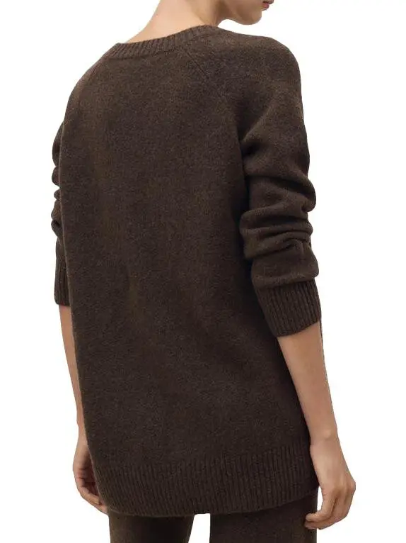 Mango Relaxed V-neck Long Sleeve Sweater - Chocolate