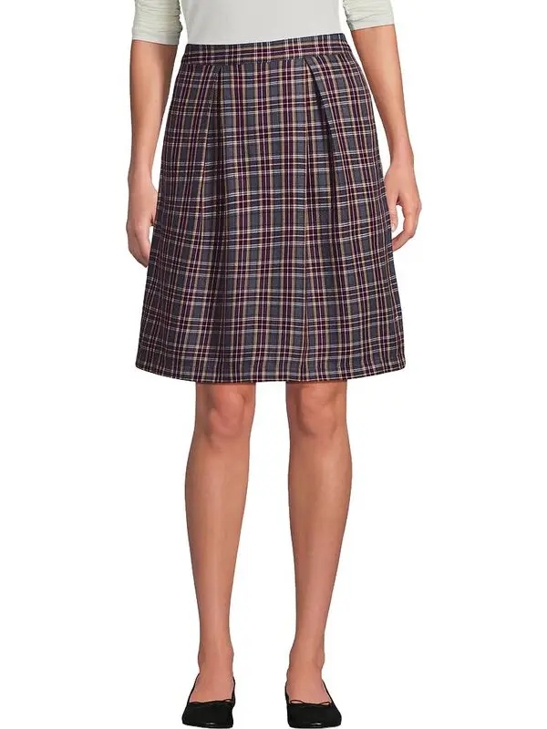 LANDS' END Plaid Skort - Plaid Gray Heather/maroon