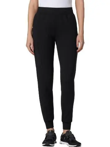 JAANUU Rubi 6-pocket Slim Knit Scrub Jogger - Black