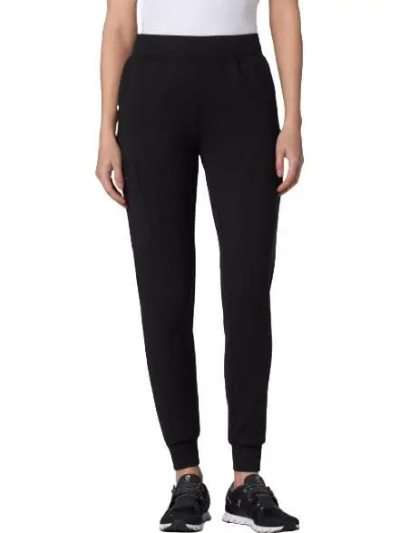 JAANUU Rubi 6-pocket Slim Knit Scrub Jogger - Black
