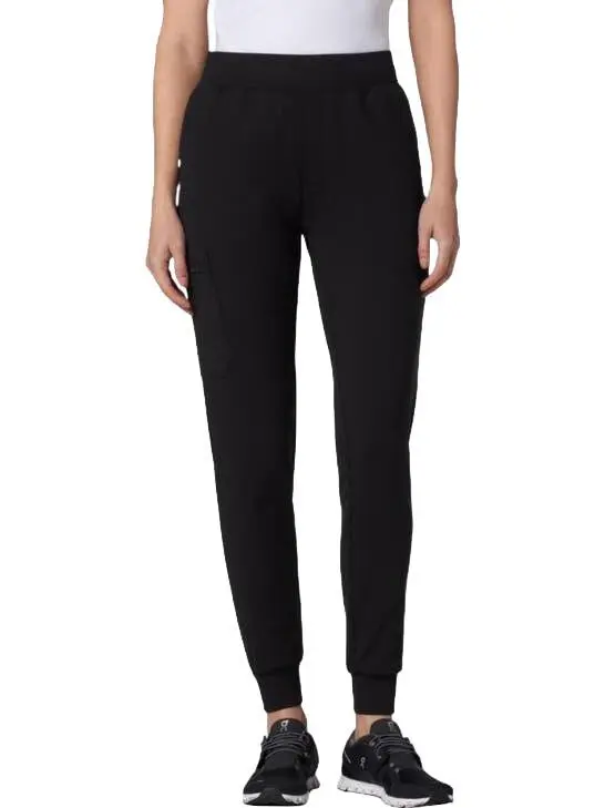 JAANUU Rubi 6-pocket Slim Knit Scrub Jogger - Black