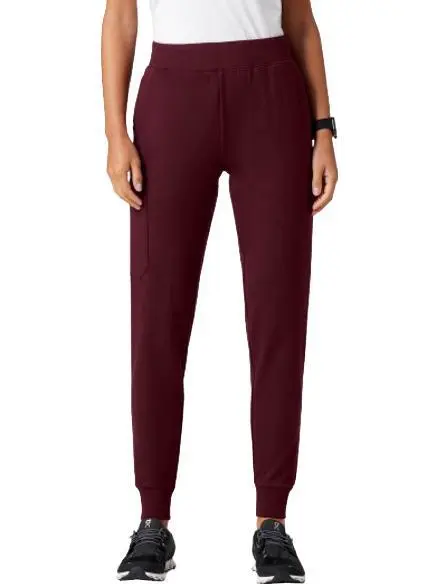 JAANUU Rubi 6-pocket Slim Knit Scrub Jogger - Burgundy