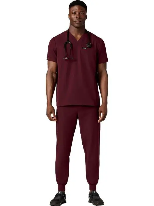 JAANUU Osmo 8-pocket Classic Scrub Jogger - Burgundy