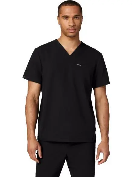 JAANUU Platt 3-pocket Classic V-neck Scrub Top - Black