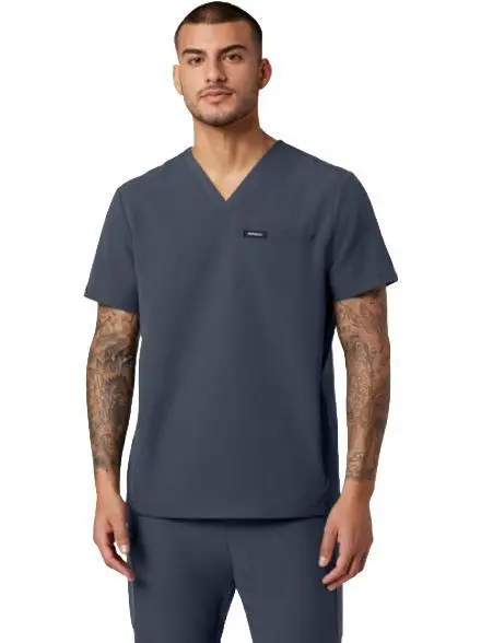 JAANUU Platt 3-pocket Classic V-neck Scrub Top - Carbon Gray